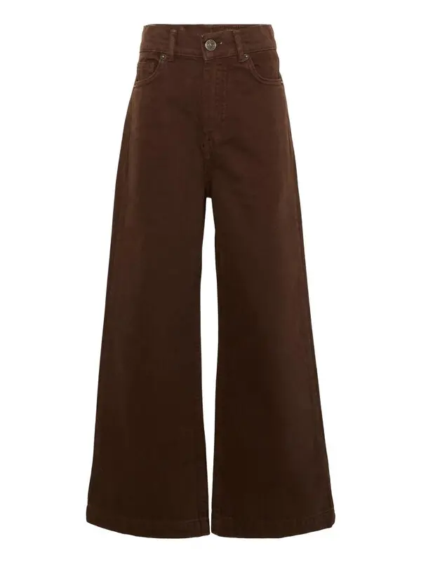 MSGM Logo Print Wide-leg Jeans - Brown