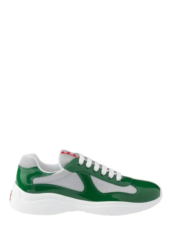 Prada Patent Leather And Technical Fabric America's Cup Sneakers - Green