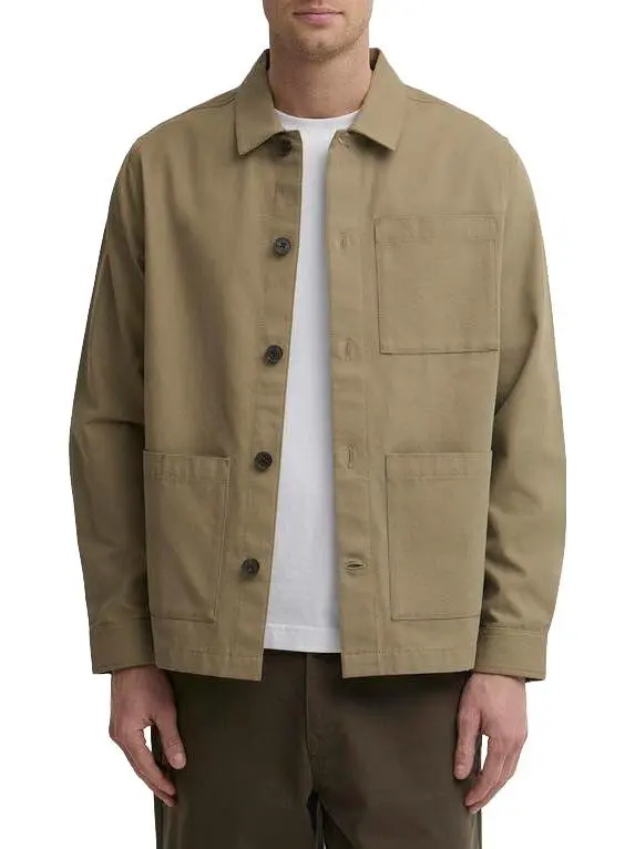 Barbour Tartan Trim Washed Cotton Shirt Jacket - Mushroom