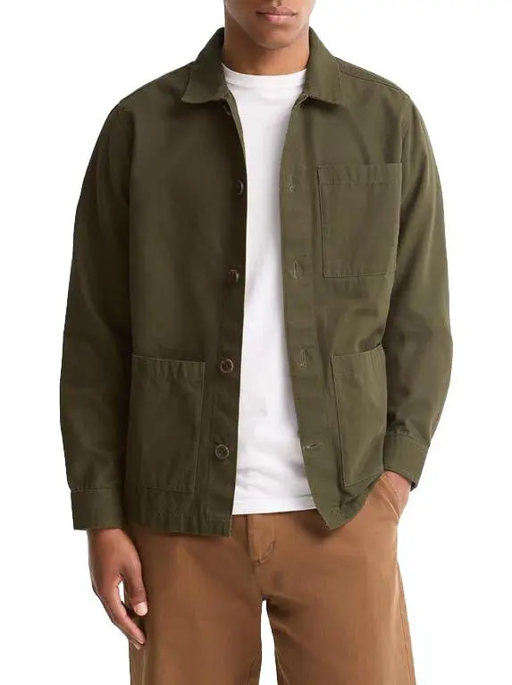 Barbour Tartan Trim Washed Cotton Shirt Jacket - Sage