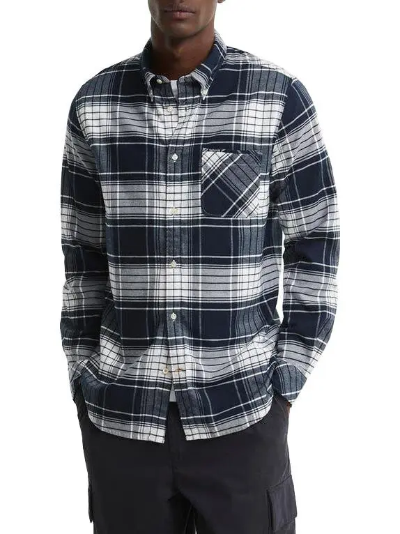 Barbour Embergate Tailored Plaid Cotton Shirt - Navy