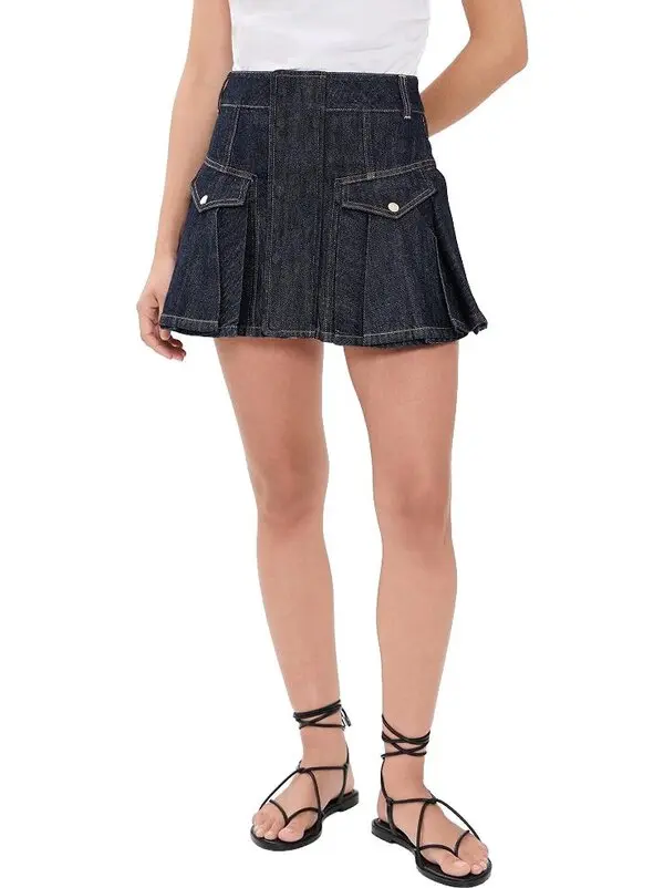 Alice + Olivia Trinity Denim Ruffle Skirt - Stace Face