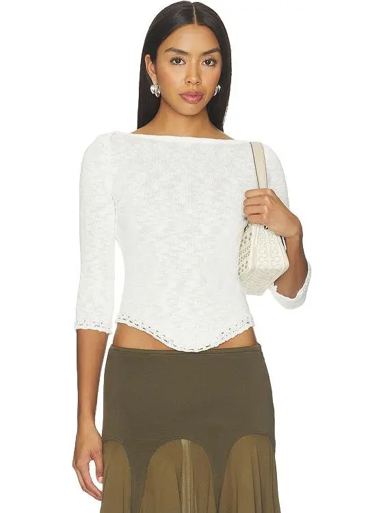 With Jéan Lili Top With Boatneck And 3/4 Sleeves - White