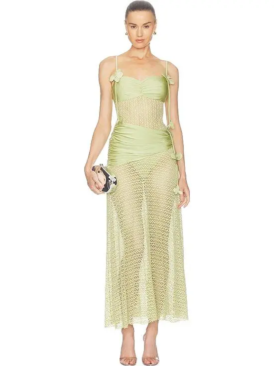 PatBO Petal Draped Maxi Dress - Green