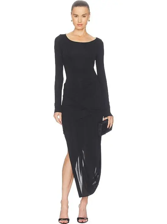 Helmut Lang Drape Long Sleeve Dress - Black