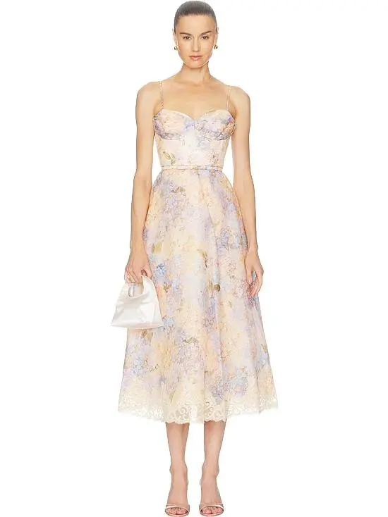 Zimmermann Valiant Tucked Midi Dress - Blue Hydrangea