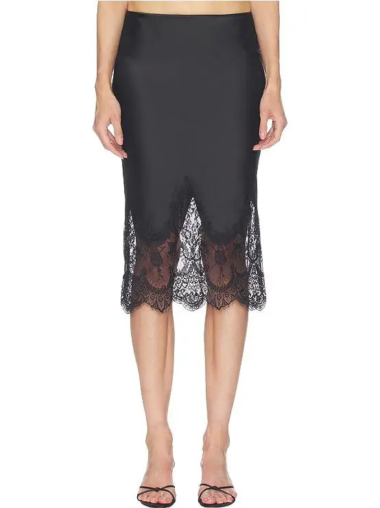 Norma Kamali Bias Half Slip Skirt With Lace - Black