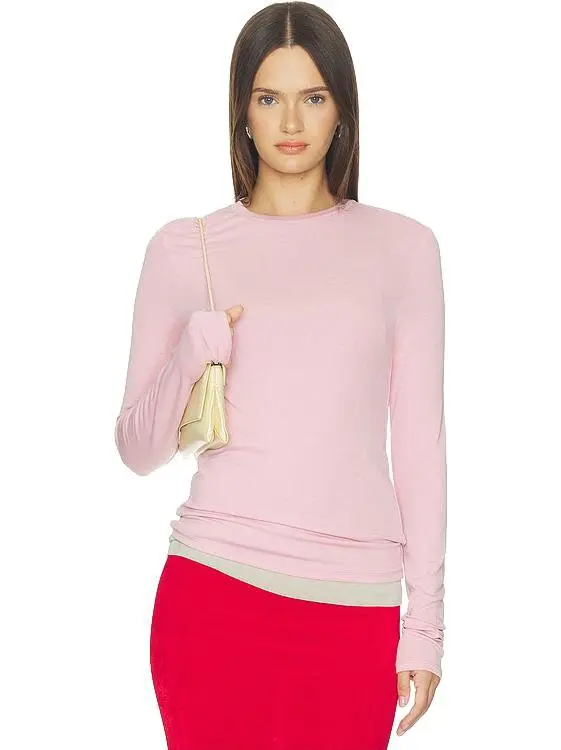 ELODIE THE LABEL Lou Long Sleeve Tee - Pink