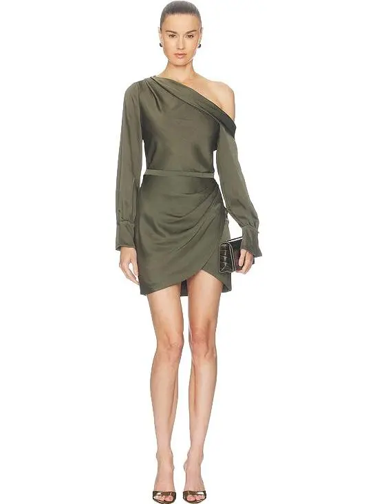 Simkhai Cameron Dress In Olive - Dark Olive
