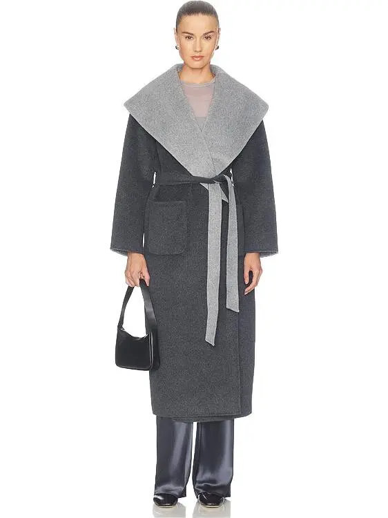 Simkhai Allura Reversible Belted Coat - Charcoal Multi