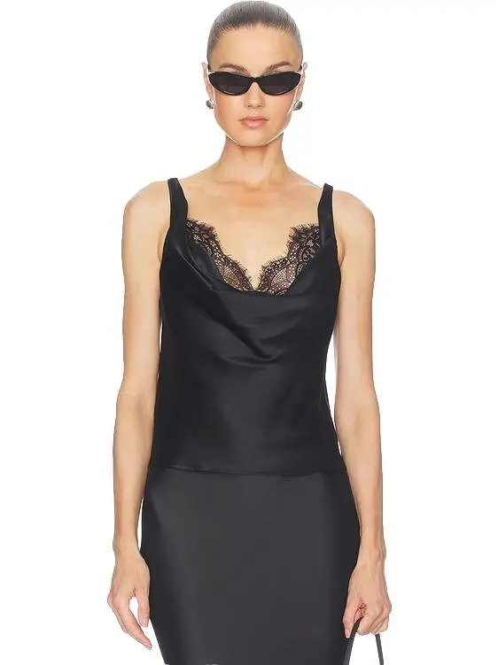 L'Agence Evadne Cowl Neck Tank - Black