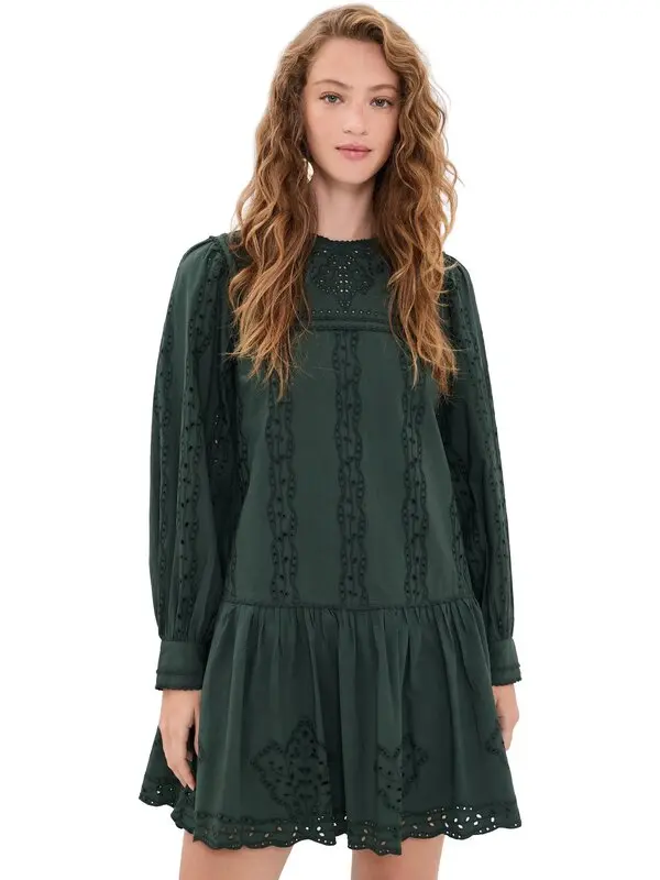 Ulla Johnson Keira Eyelet Cotton Mini Dress - Cypress
