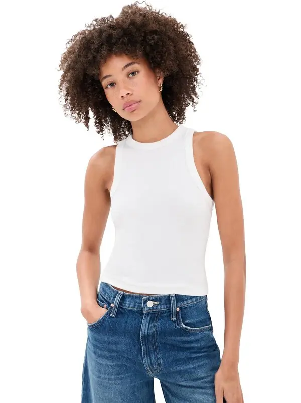 Marine Layer Lexi Rib Sun-in Crop Tank Top - White