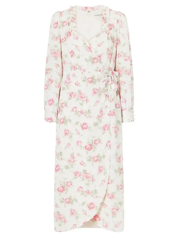 Alessandra Rich Floral Print Silk Midi Wrap Dress - Pink