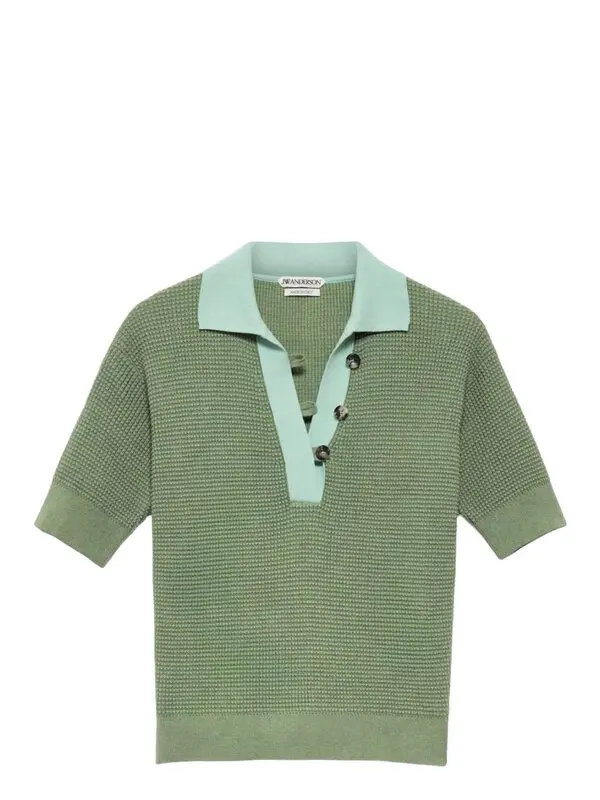JW Anderson Knitted Polo Top In Peppermint - Green