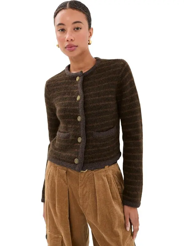 Altuzarra Striped Alpaca Blend Knit Jacket - Fudge