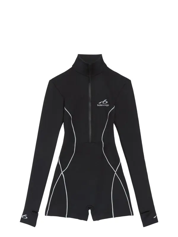 Balenciaga Techwear Short Long Sleeve Bodysuit - Black