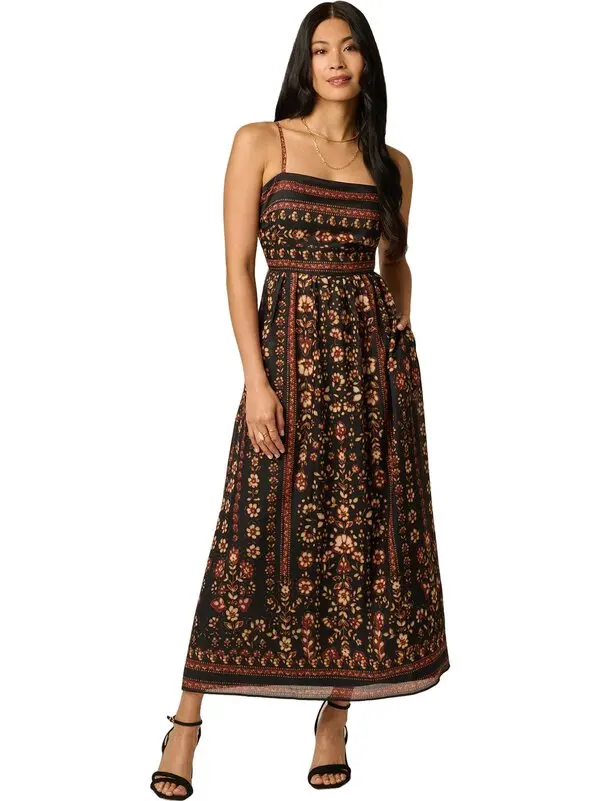 Adrianna Papell Floral Stripe Print Maxi Sundress - Black Multi