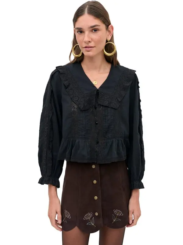 Rixo Caris Embroidered Daisy Mini Skirt - Brown