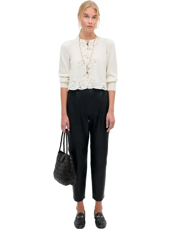 Rixo Nori Charcoal Leather Trousers - Black