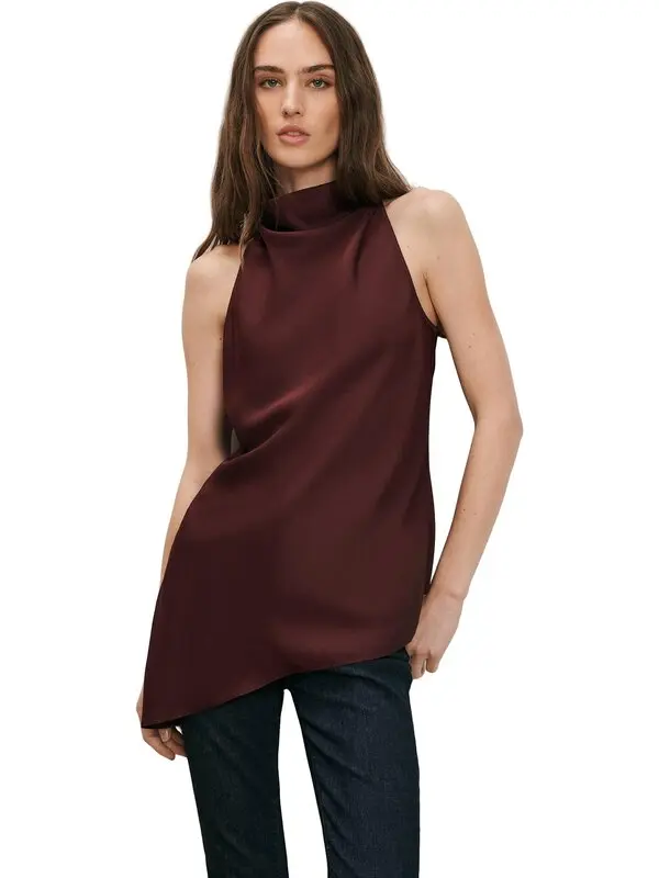 Veronica Beard Radford Asymmetrical Top - Raisin