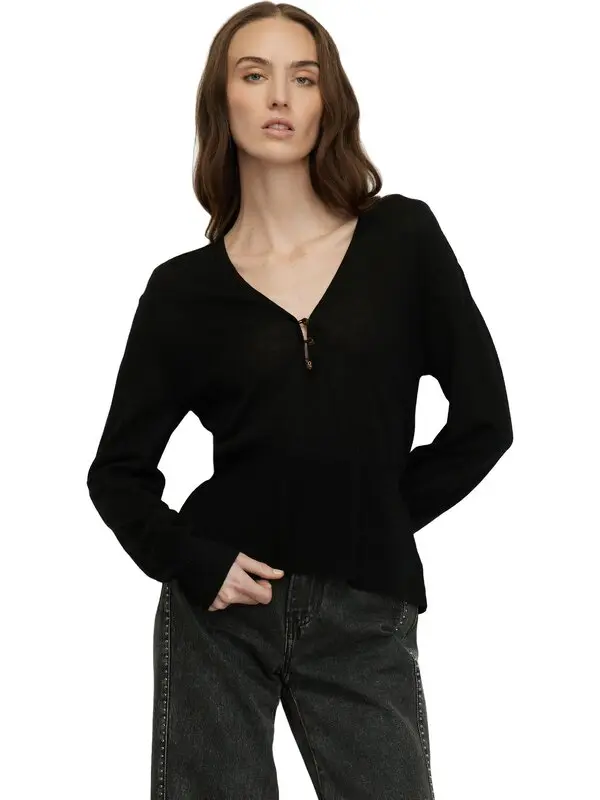 Veronica Beard Zainen Merino Wool Pullover - Black