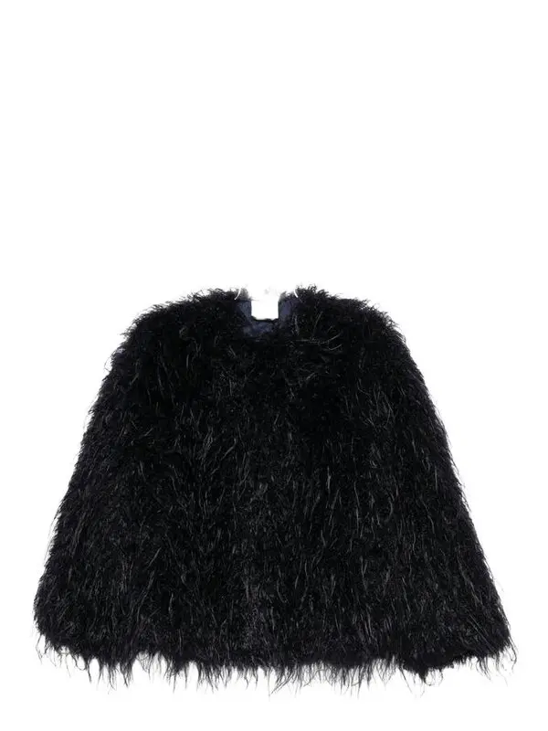 FORTE_FORTE Black Faux Fur Jacket - Blue