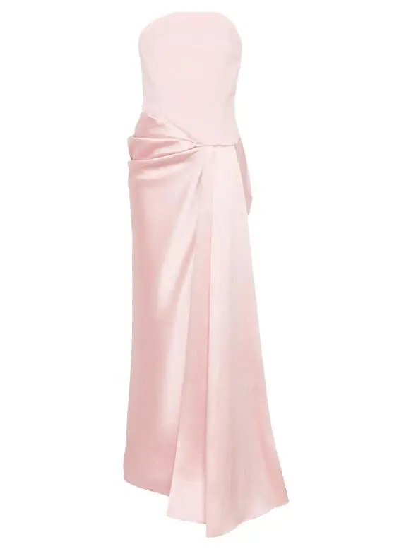 Solace London Strapless Draped Evening Dress - Pink