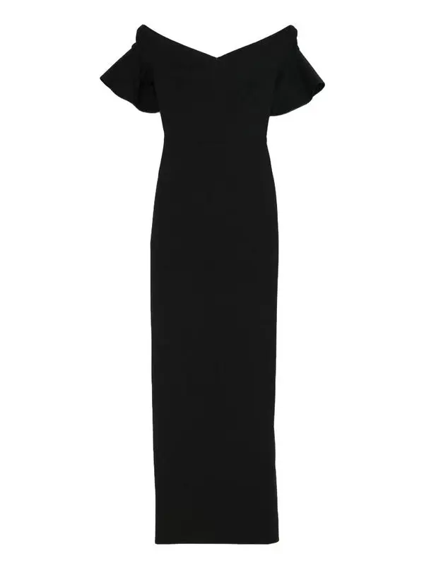 Solace London Off-shoulder Evening Dress - Black