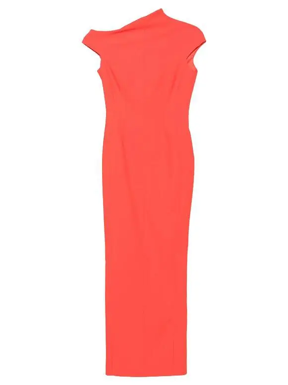 Solace London High Neck Cap Sleeve Crepe Maxi Dress - Orange