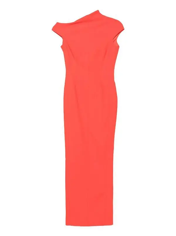 Solace London High Neck Cap Sleeve Crepe Maxi Dress - Red
