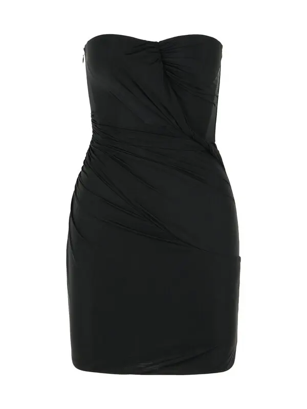 Blumarine Stretch Nylon Draped Corset Dress - Black