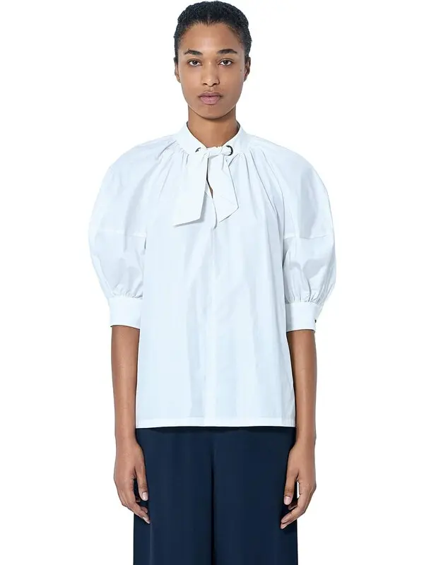 Max Mara Tie-neck Puff Sleeve Blouse - White