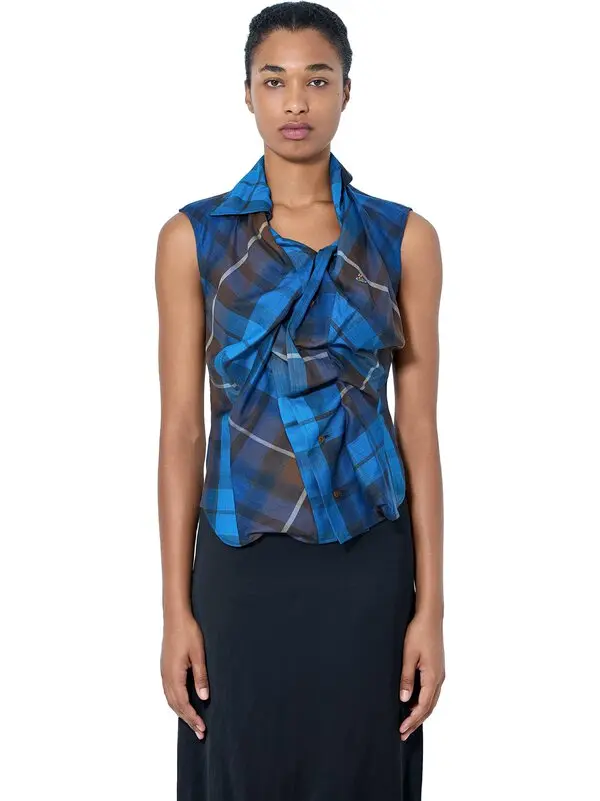 VIVIENNE WESTWOOD Short Sleeve Drunken Shirt - Blue