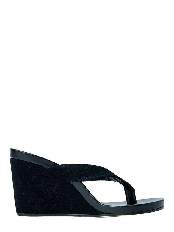 Phoebe Philo Suede Wedge Sandals - Black