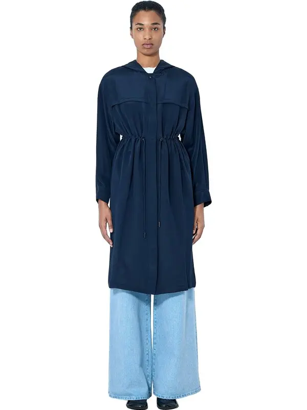 Max Mara Drawstring Hooded Coat - Blue