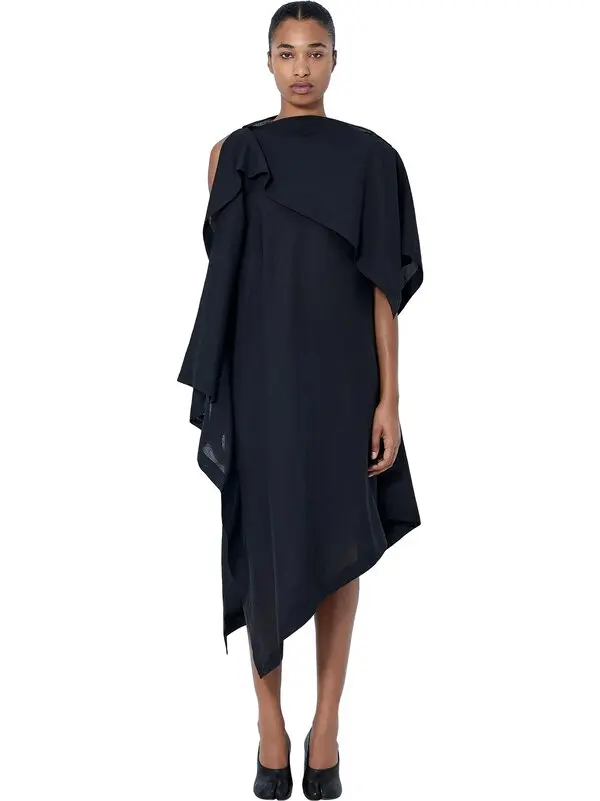 Issey Miyake All Squares Asymmetric Draped Midi Dress - Black
