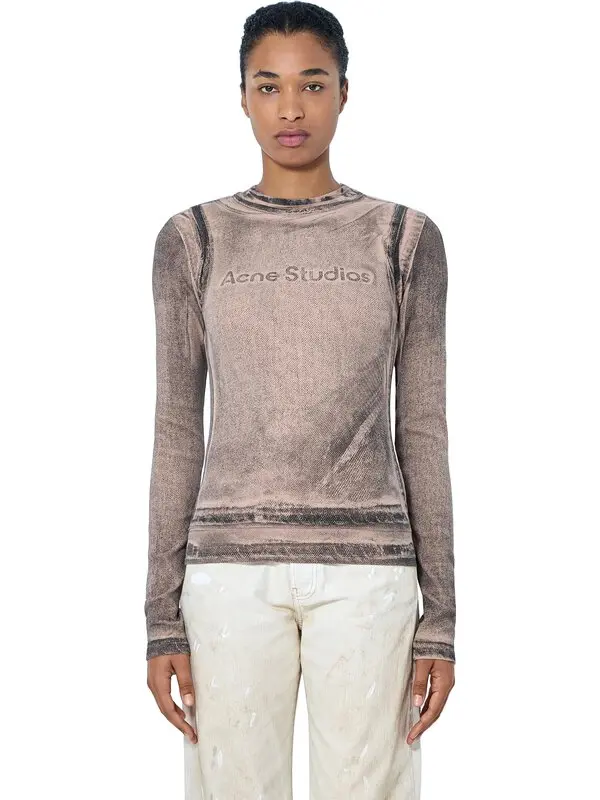 Acne Studios Long Sleeve Logo Top - Cream