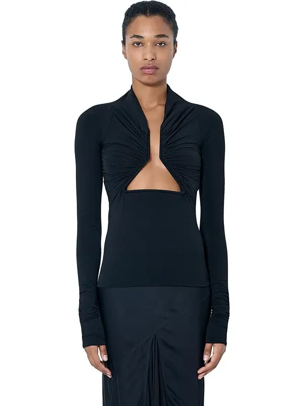 Rick Owens Jersey Ls Prong Top - Black