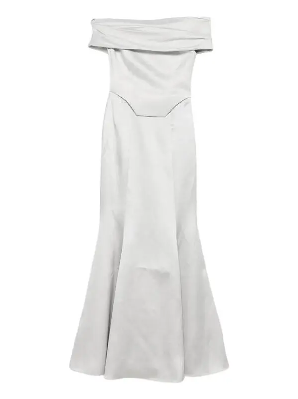 Solace London Off-shoulder Draped Evening Dress - Silver