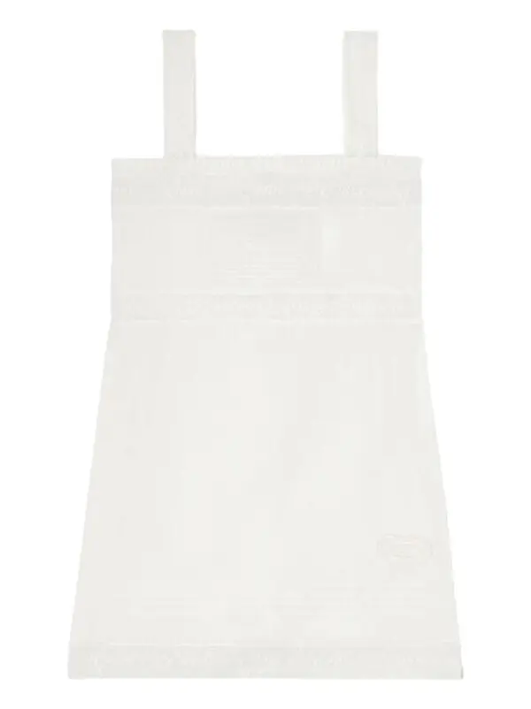 GANNI Lace Trimmed Square Neck Day Dress - White