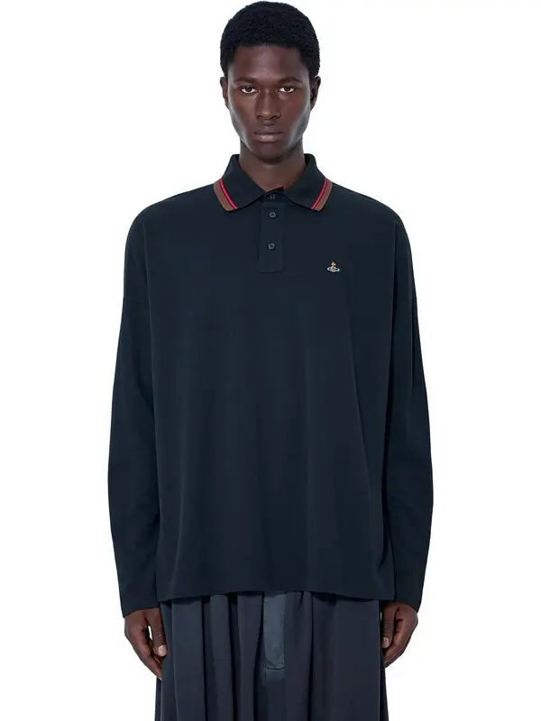 VIVIENNE WESTWOOD Long Sleeve Polo Shirt - Black