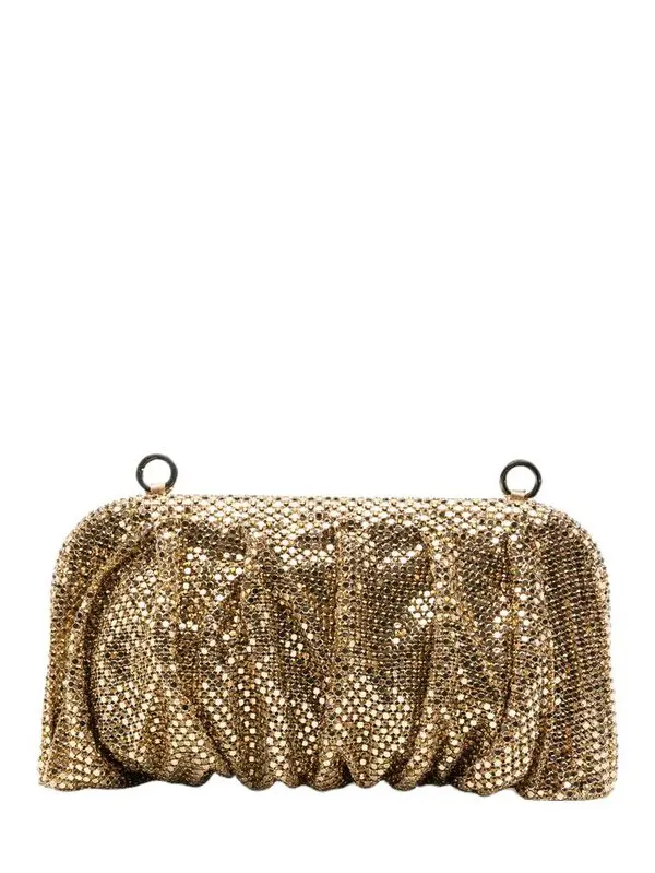 Benedetta Bruzziches Tone Crystal Embellished Ruched Clutch Bag - Gold