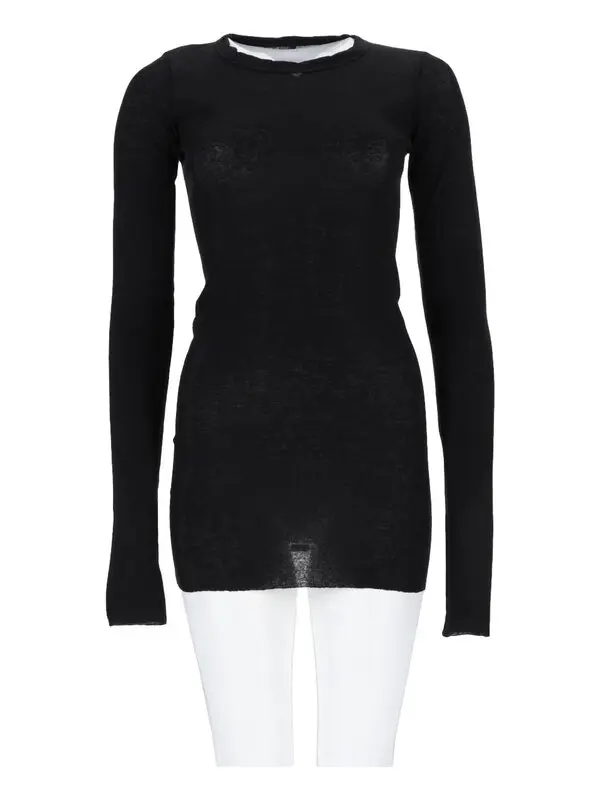 Rick Owens Long Sleeve Sheer Top - Black