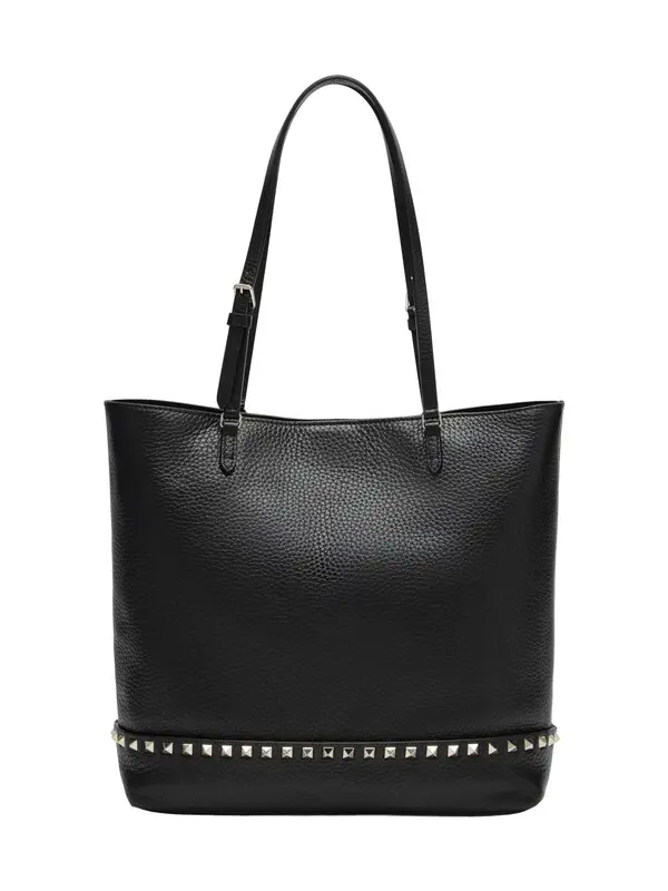 Valentino Garavani Medium Rockstud Shopper Bag In Leather - Black