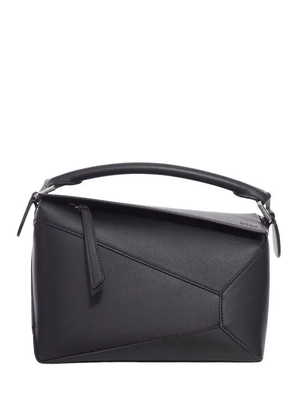 Loewe Small Puzzle Edge Bag In Classic Calfskin Leather - Black