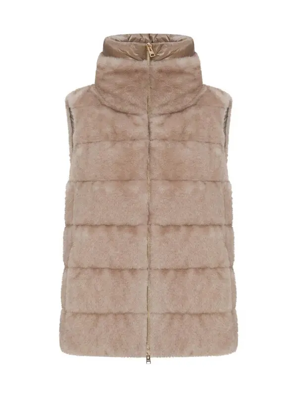 Herno Eco-fur Sleeveless Jacket With Zip - Multicolor