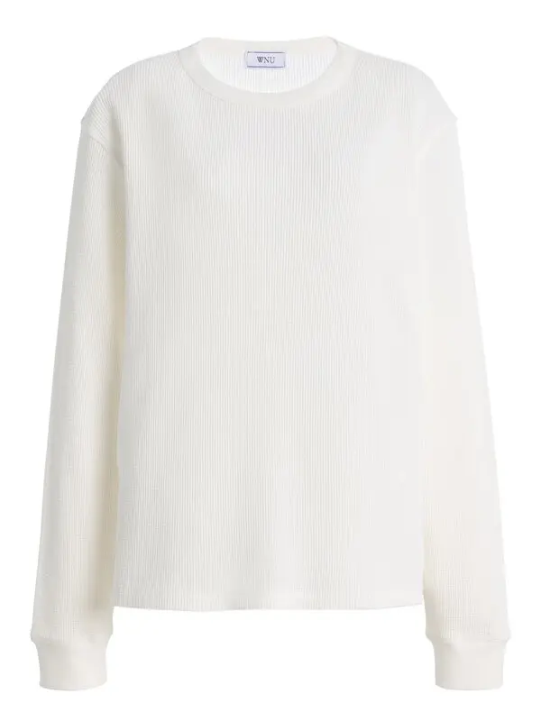 WITH NOTHING UNDERNEATH Bessette Waffled Cotton Top - Ivory