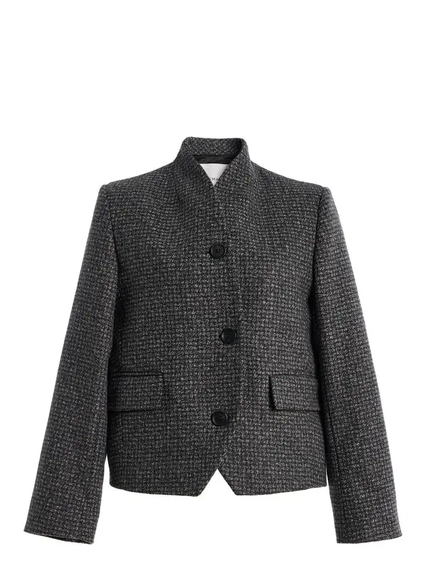 HOUSE OF DAGMAR Short Curved Wool-blend Jacket - Grey