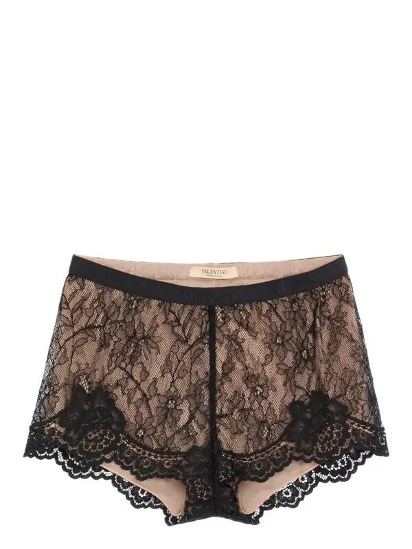 Valentino Garavani Floral Lace Shorts - Black